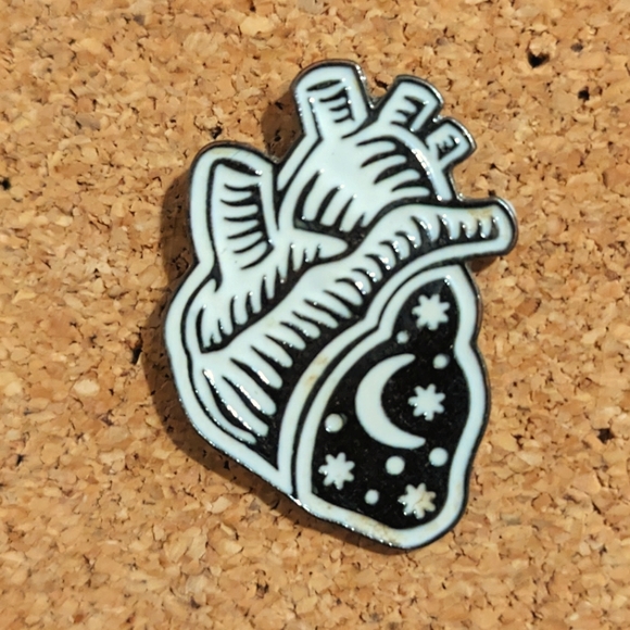 Jewelry | Starry Night Black Heart Enamel Pin | Poshmark